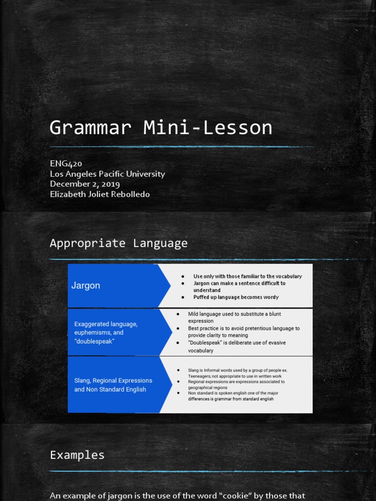 Grammar Mini-Lesson 2 | PDF | Jargon | Slang