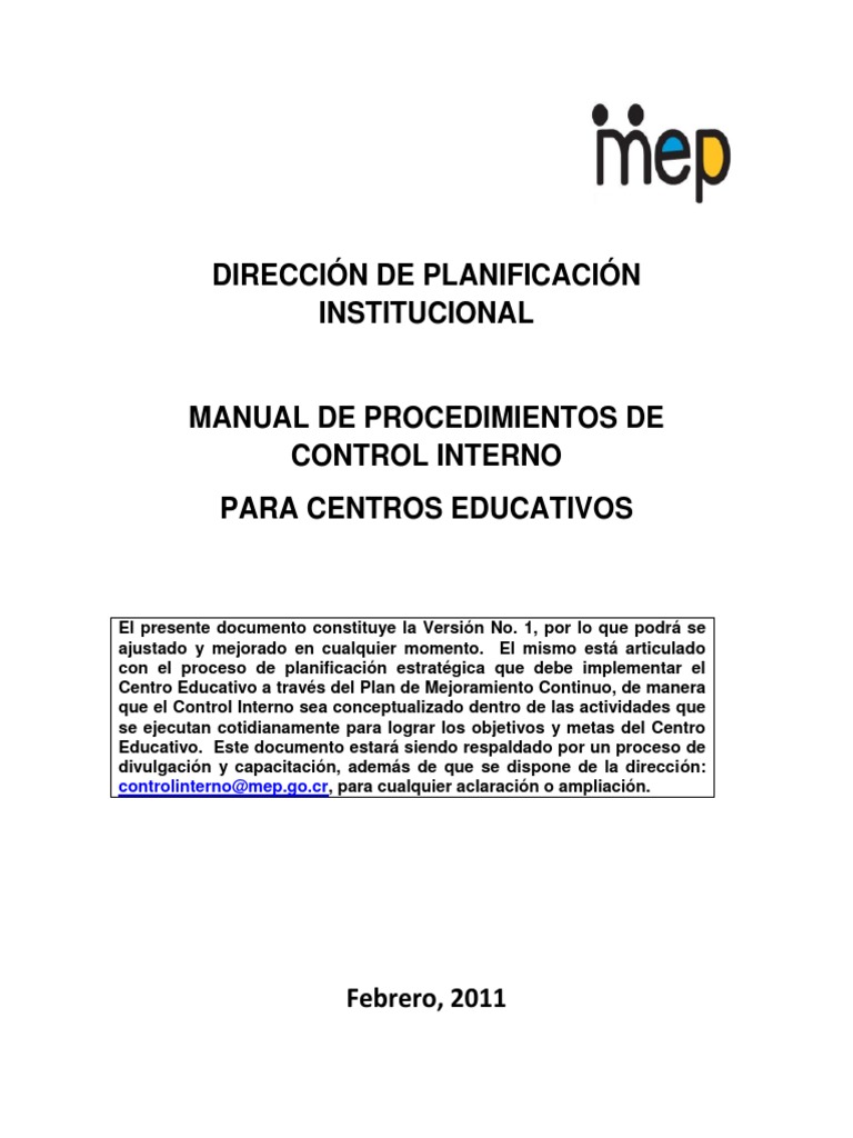 Manual de Control Interno MEP | PDF | Planificación | Archivo de ...