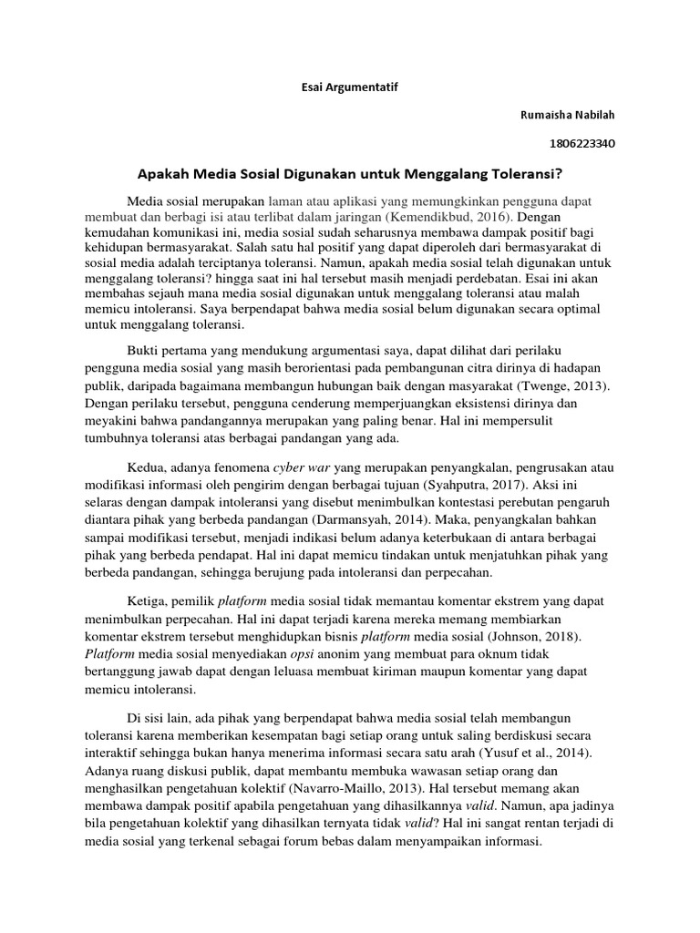Esai Argumentatif Rumaisha Nabilah Draft 2 | PDF | Ilmu Sosial | Komputer