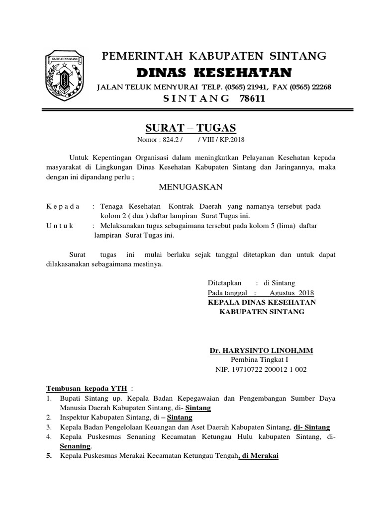 Surat Tugas Kontrak Daerah | PDF