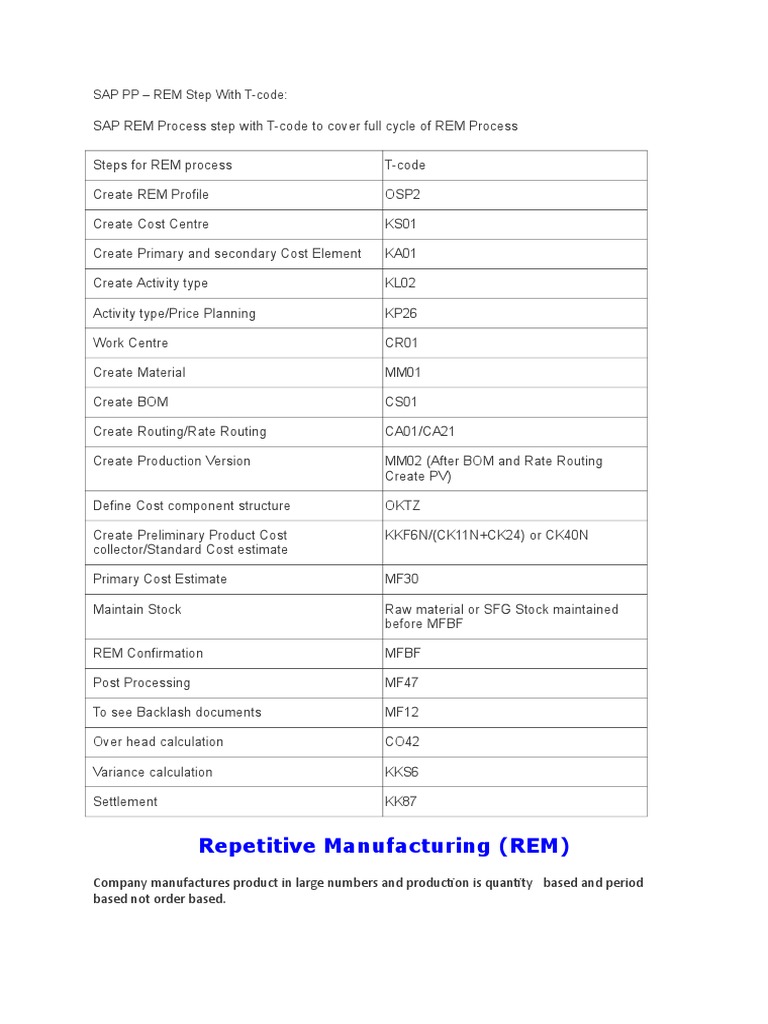 REM Process Flow in SAP | PDF | Business