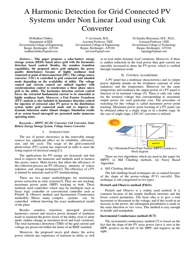 Harmonic Detection for Grid Connected PV Systems using Cuk Converter ...
