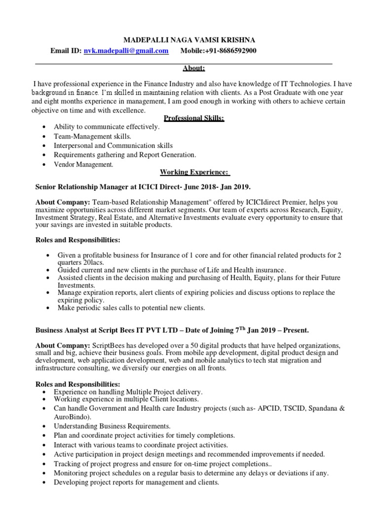 Vamsi Resume. | PDF | Analytics | Business