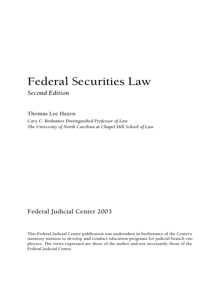 Federal Securities Law PDF | PDF | Securities Act Of 1933 | U.S ...