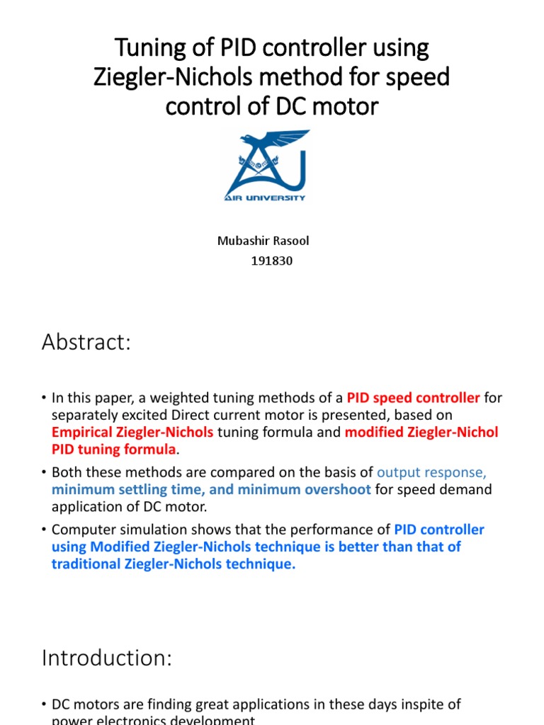 Tuning of PID Controller Using Ziegler-Nichols Method For DC Motor Speed Control | PDF | Control ...