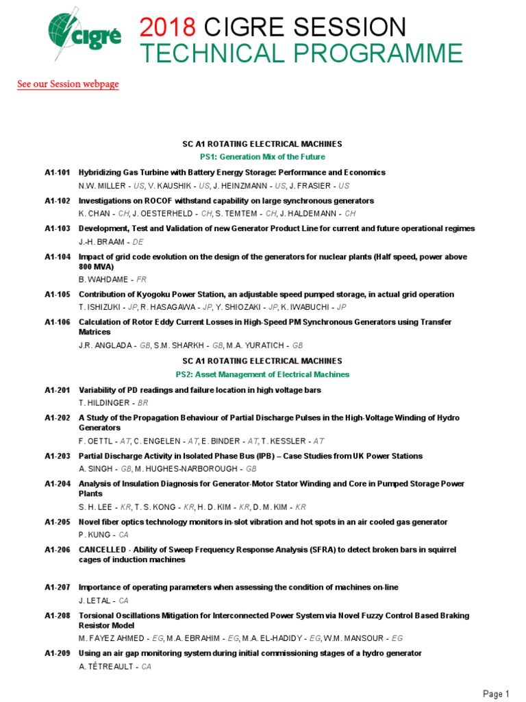 2018 CIGRE SESSION Technical - Programme June15th | PDF | High Voltage Direct Current ...