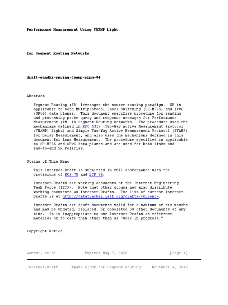 Performance Measurement Using TWAMP Light | PDF | Ip Address | I Pv6