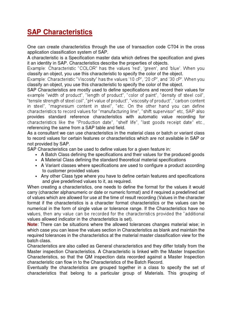SAP QM - Characteristics & Class | PDF | Specification (Technical ...