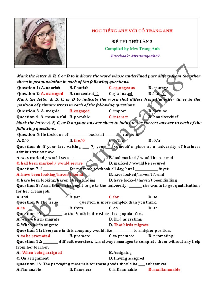 De Thi Thu Lan 3 - Dap An | PDF | Dinosaurs | University Of Oxford