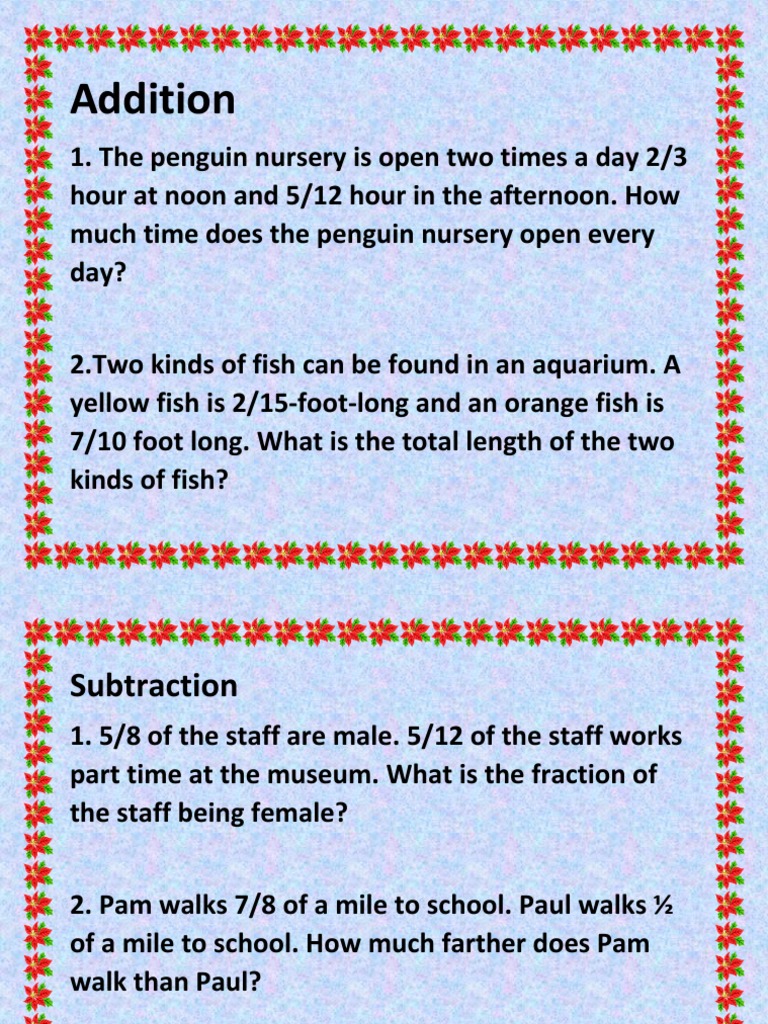 Solving Word Problems Involving Fractions Across The Four Basic ...