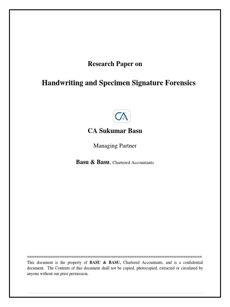 Research Paper On Handwriting and Specimen Signature Forensics | PDF ...