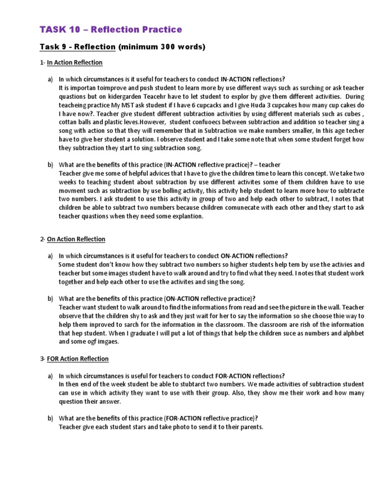 In-Action, On-Action, For-Action Reflection | PDF | Reflective Practice ...