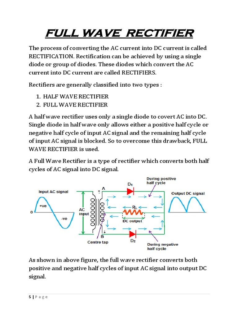 Full Wave Rectifier | PDF | Rectifier | Direct Current