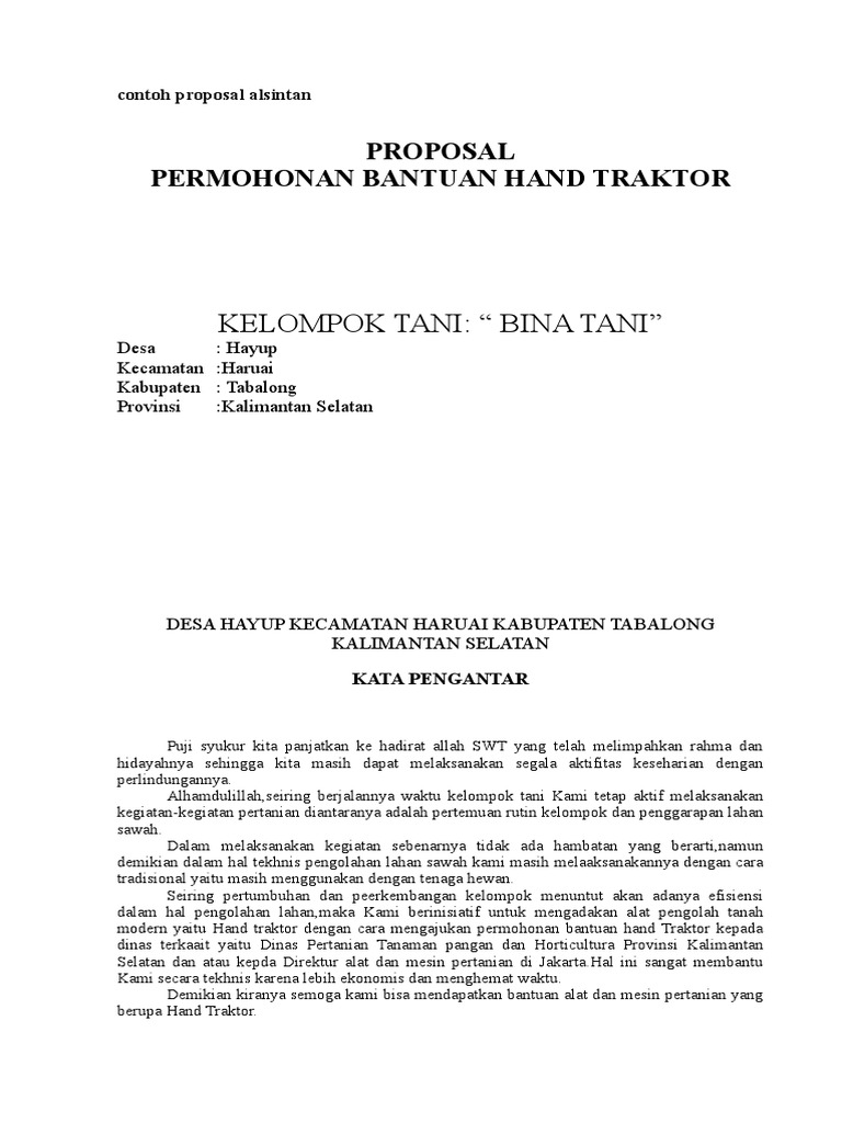 Contoh Proposal Alsintan | PDF