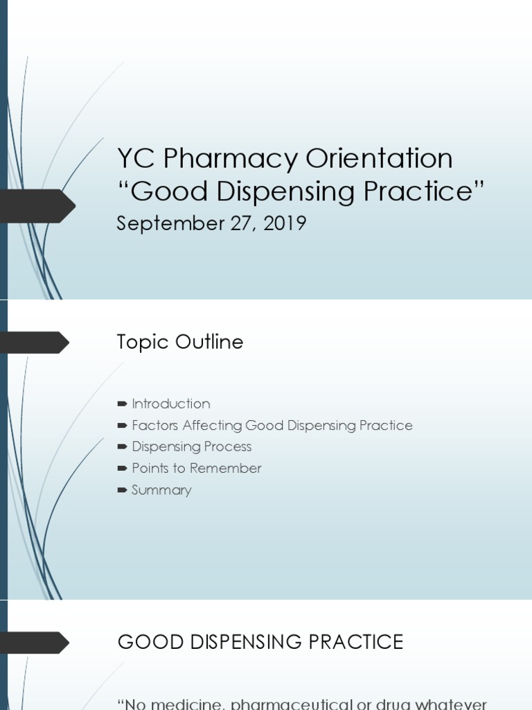 Good Dispensing Practice On Pharmacy | PDF | Medical Prescription ...