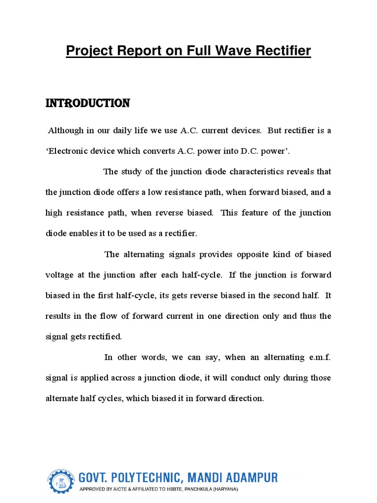 Rectifier Report | PDF | P–N Junction | Diode