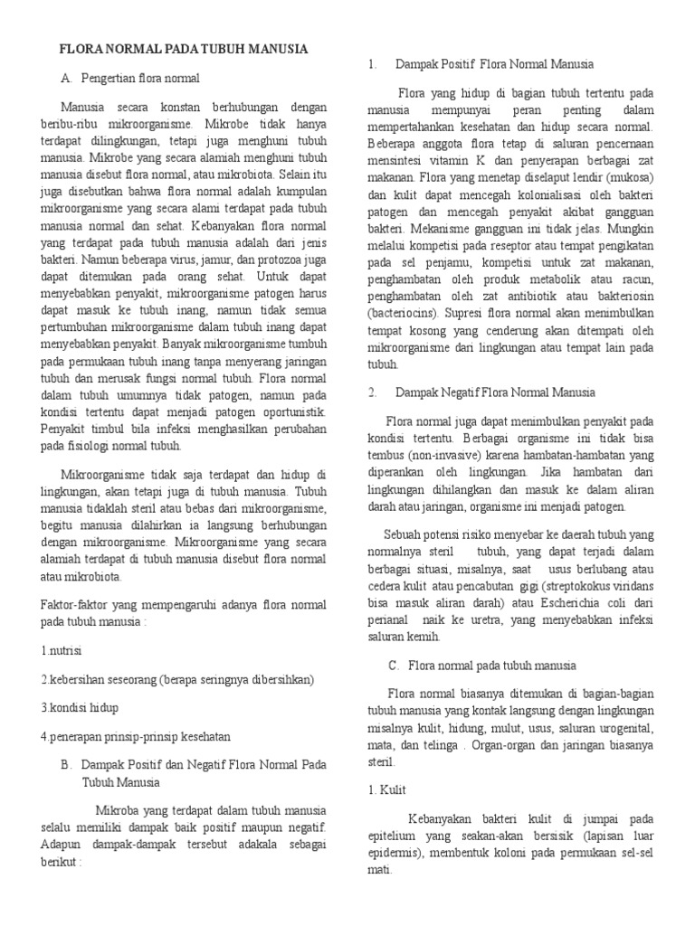 Flora Normal Pada Tubuh Manusia | PDF