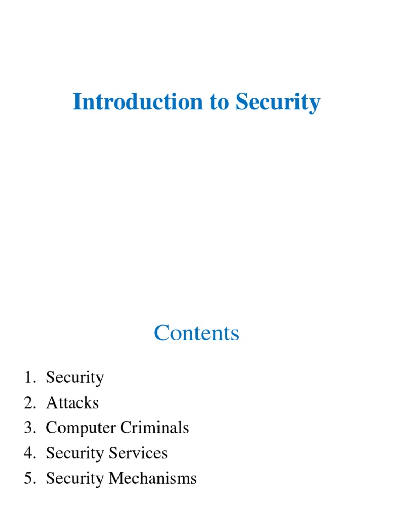 Introduction To Security | PDF | Computer Security | Security