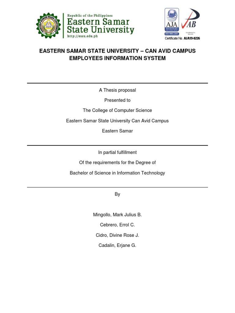 Eastern Samar State University | PDF | Databases | Information System