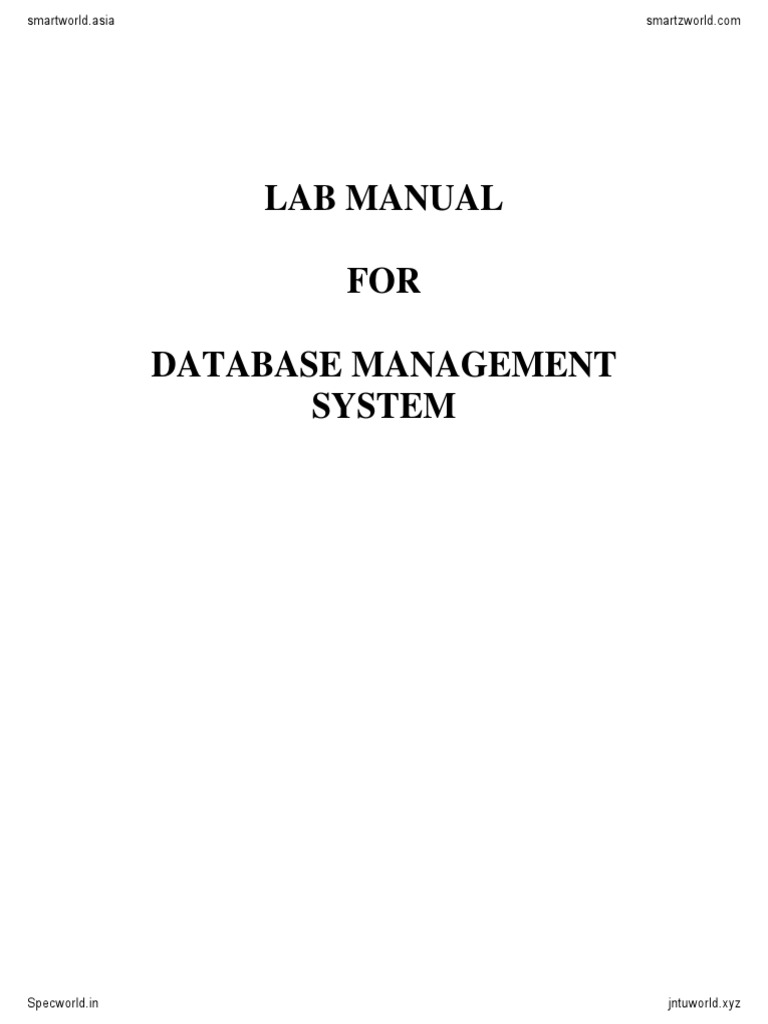 Database Management Systems Lab Manual | PDF | Sql | Relational Database Database Management Systems Lab Manual | PDF | Sql | Relational Database