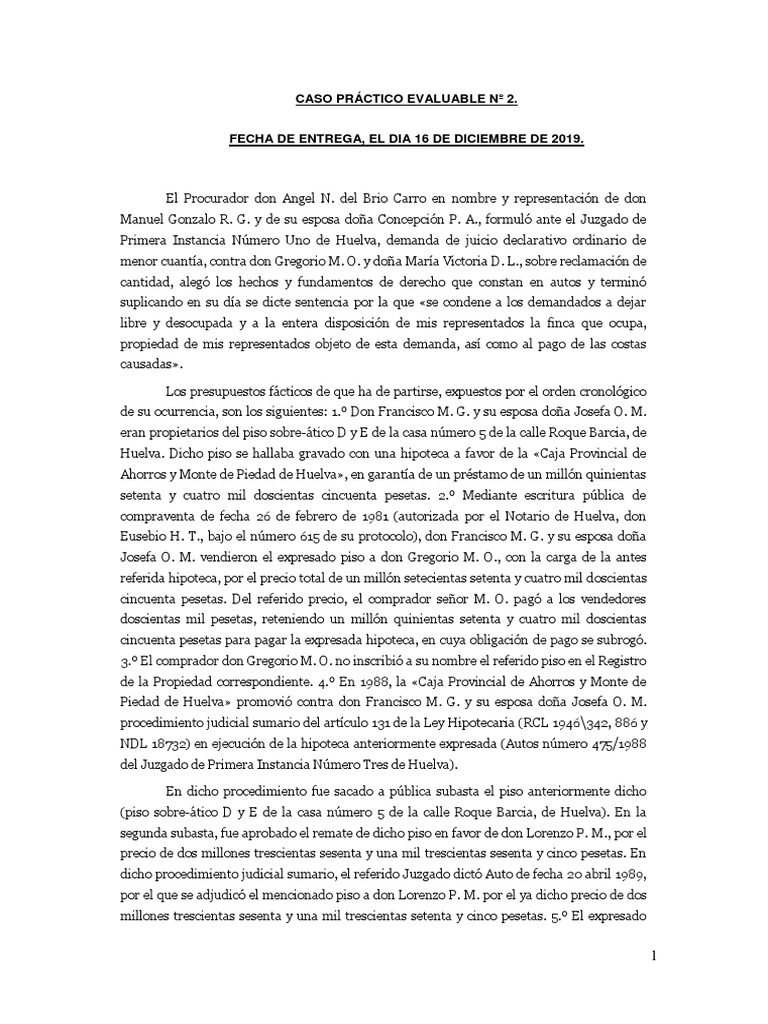 Caso Práctico Evaluable #2 PDF | PDF | Hipoteca Comercial | Finanzas y administración del dinero