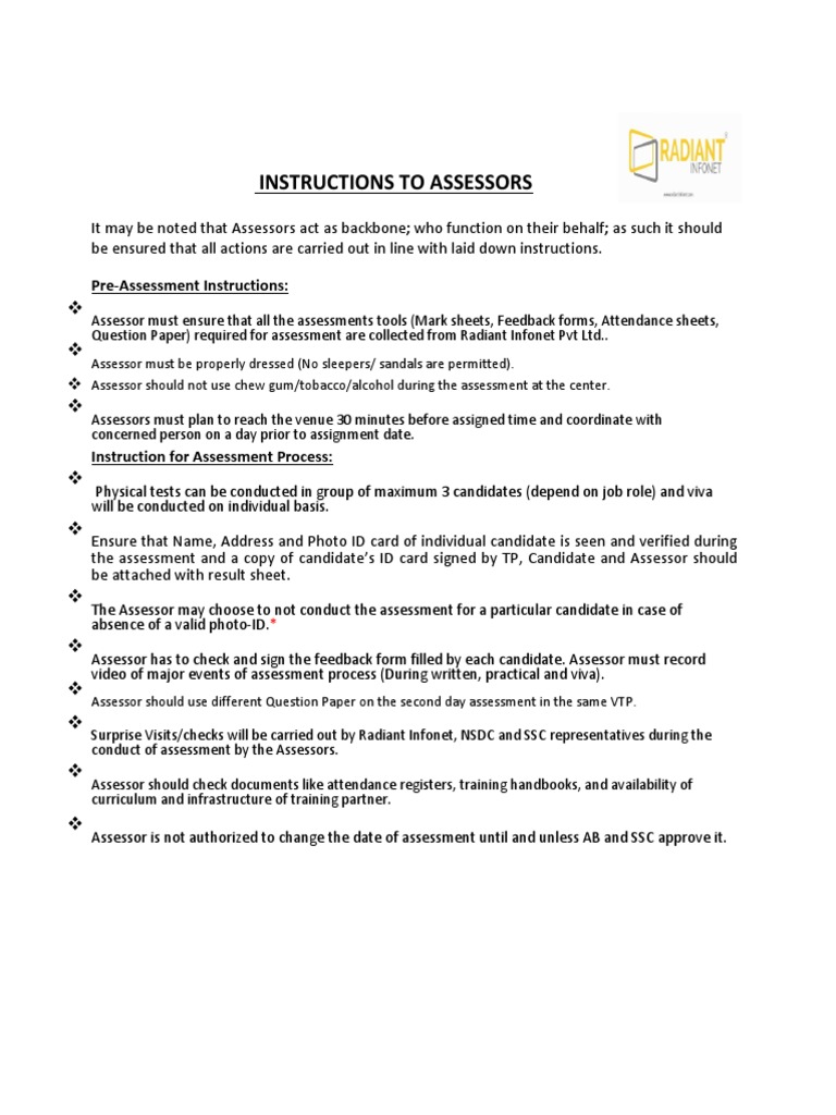 Assessor Assessment Guideline | PDF | Government | Business