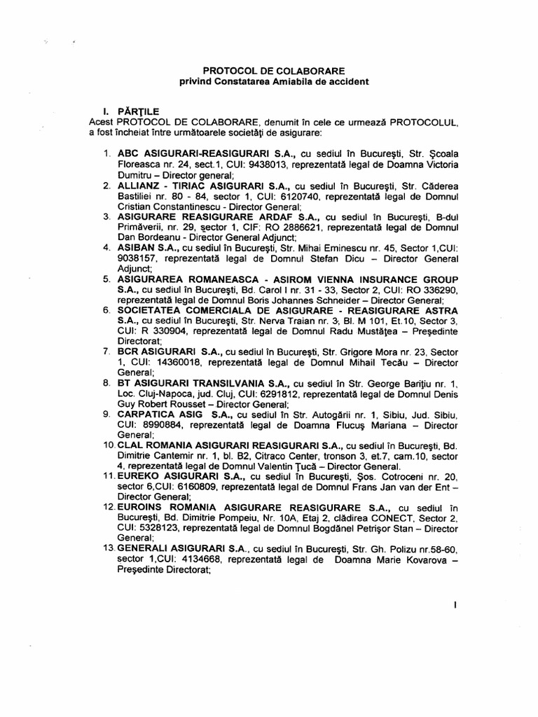 Protocol de Colaborare - CONSTAT AMIABIL | PDF