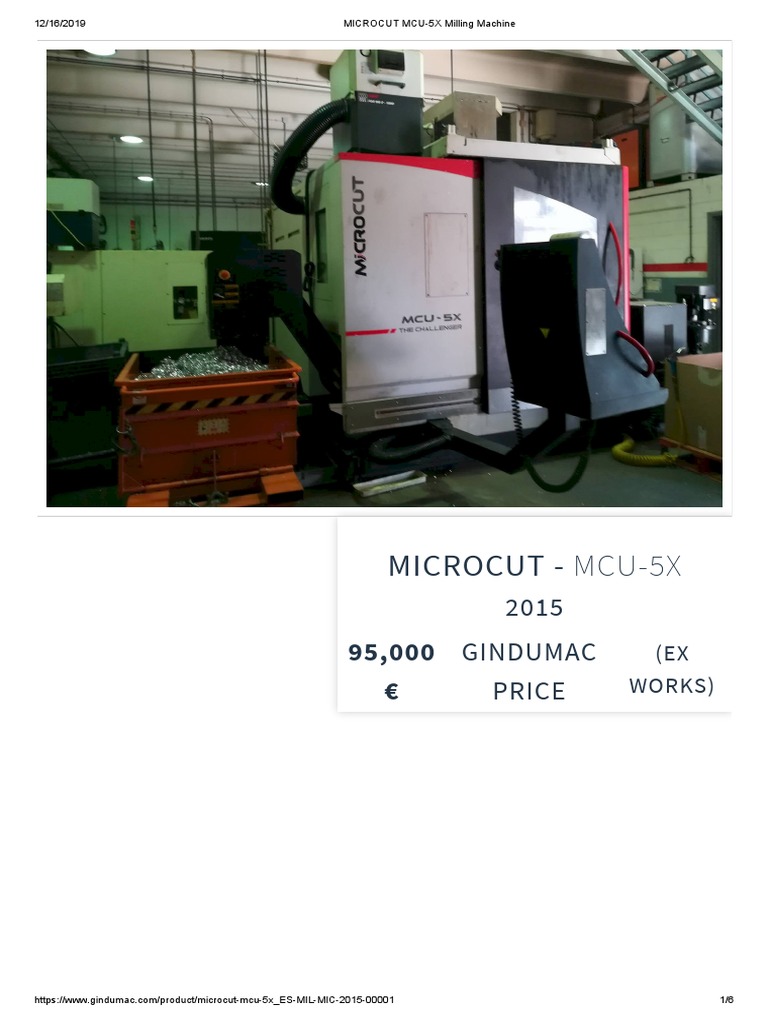 Microcut Mcu-5x Milling Machine | PDF | Machines | Metalworking