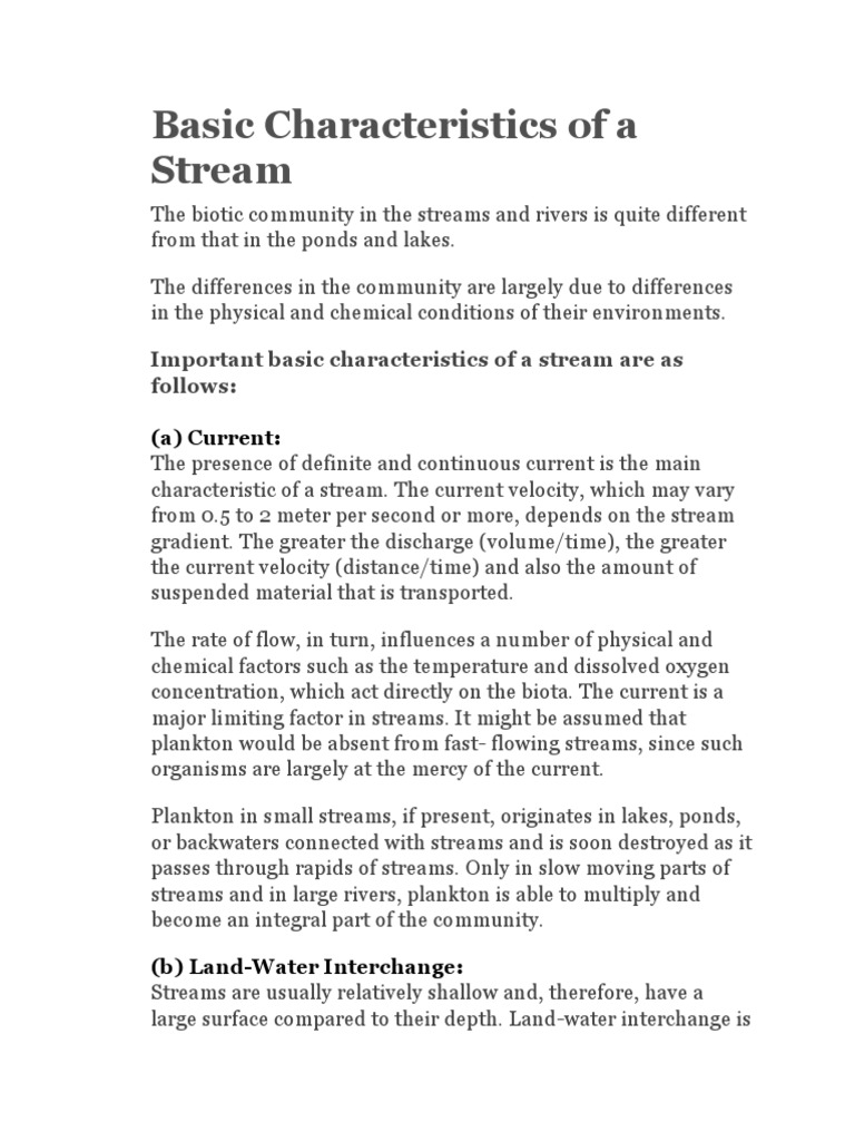 Stream Characteristics Title | PDF | Stream | Drainage Basin