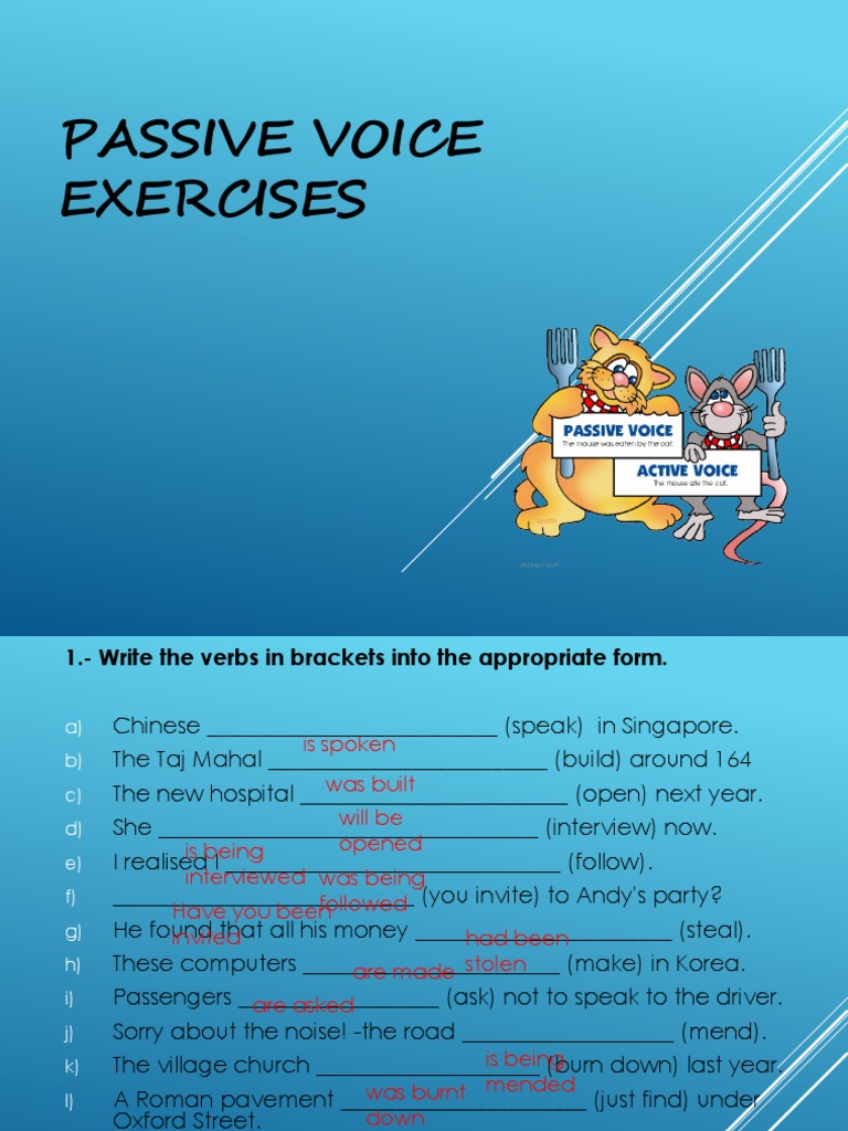 Passive Voice Exercises: Changing Structures Between Active and Passive ...