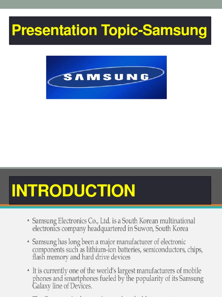 Presentation On Samsung | PDF | Samsung | Smartphone