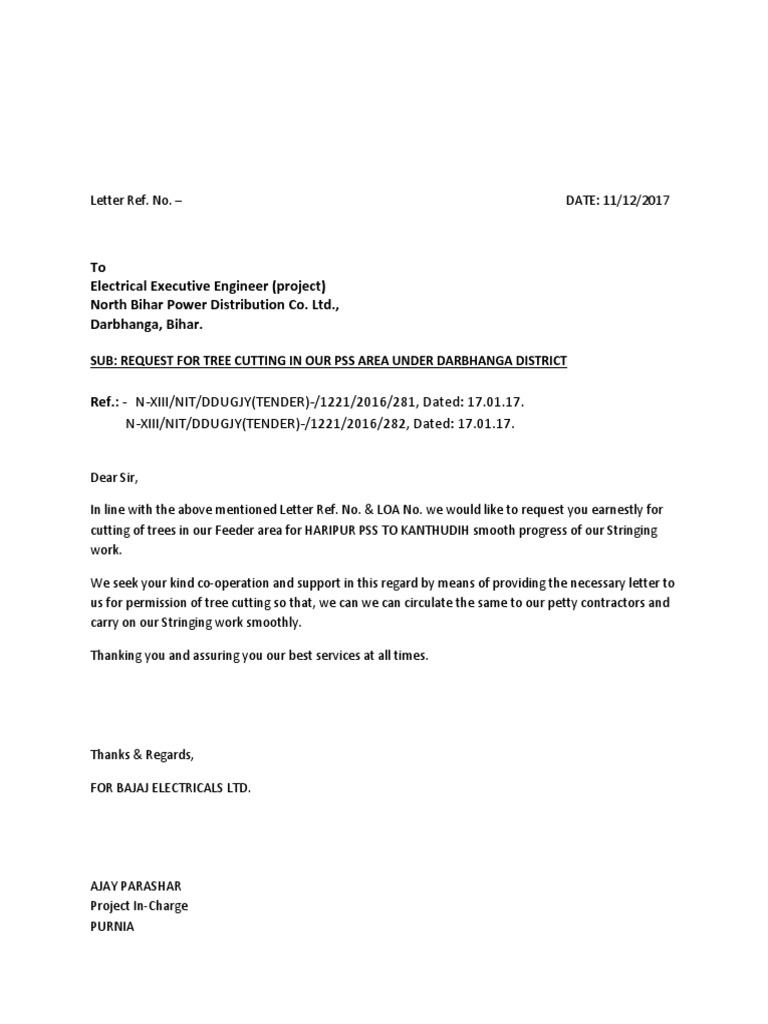 Letter For Tree Cutting | PDF