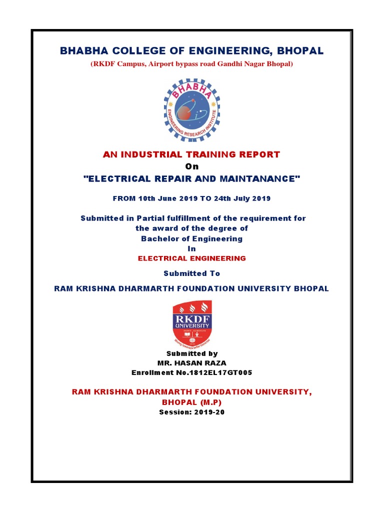 Bhabha Front Page Training Report | PDF | Learning | Behavior Modification