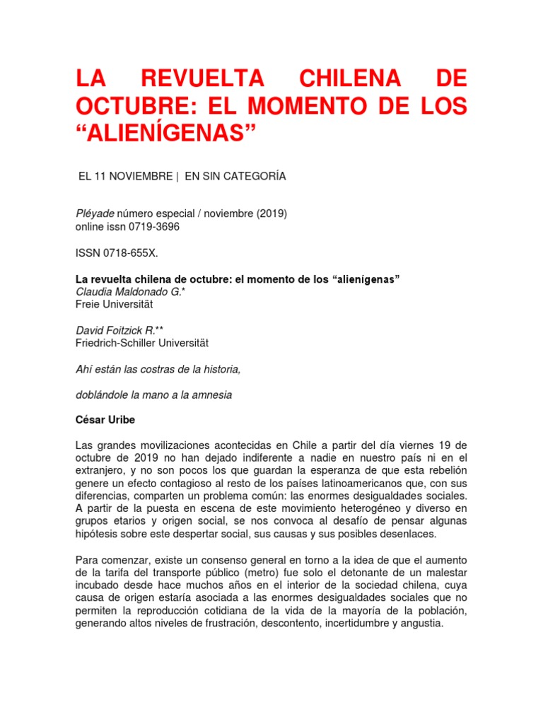 La Revuelta Chilena de Octubre | PDF | Chile | Desigualdad social