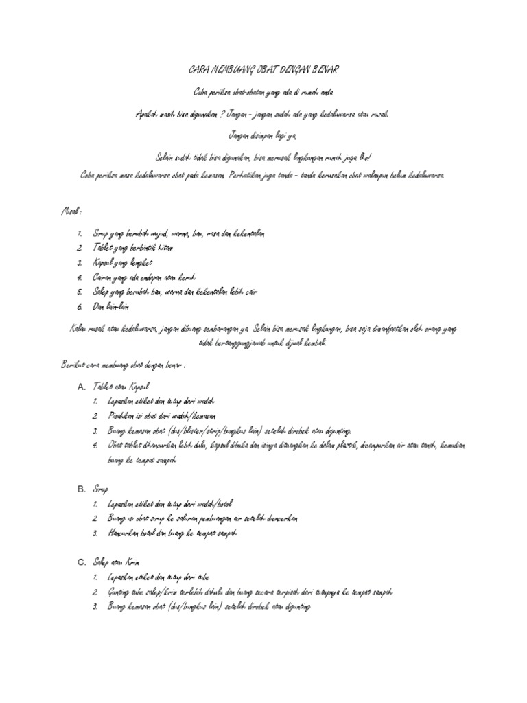 Cara Membuang Obat Dengan Benar Materi Pdf