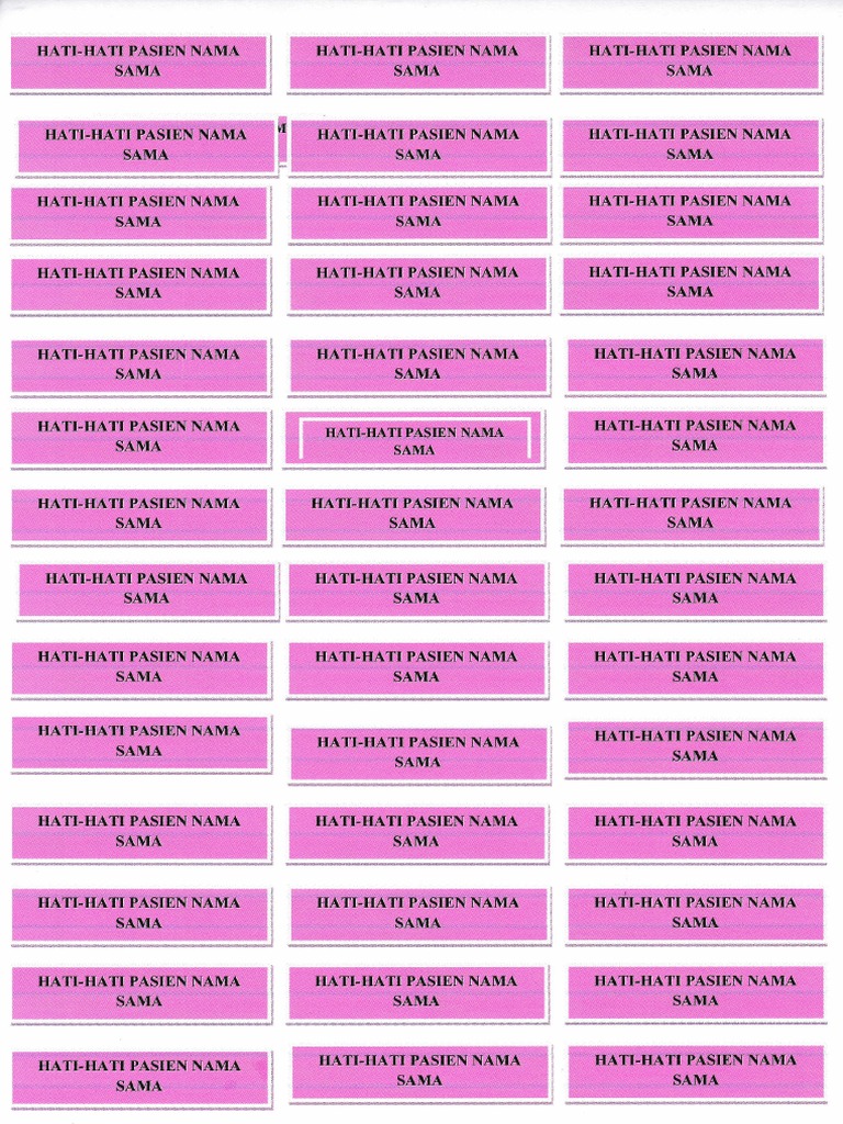 Label Hati Nama Sama | PDF