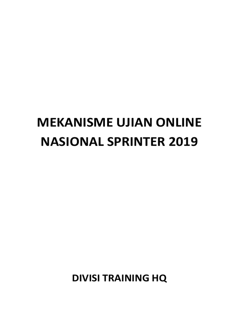 Mekanisme Ujian Online Sprinter Nasional 2019 PDF | PDF