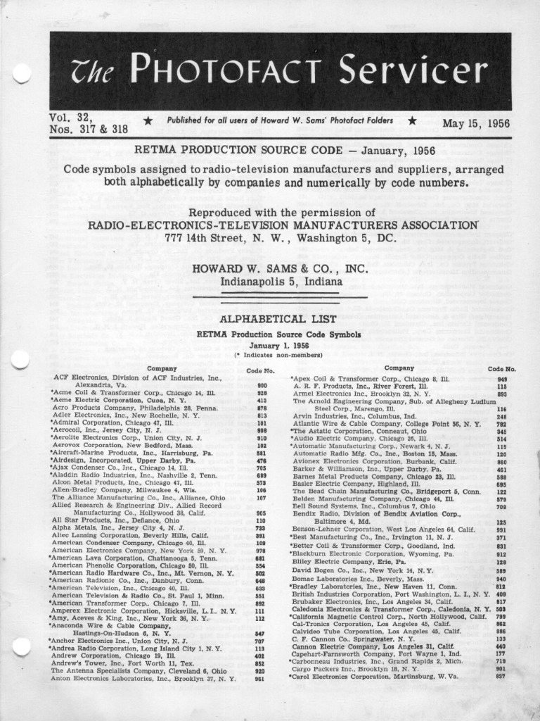 1956 RETMA-EIA Codes | PDF