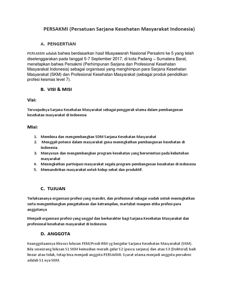 PERSAKMI: Organisasi Sarjana Kesehatan | PDF