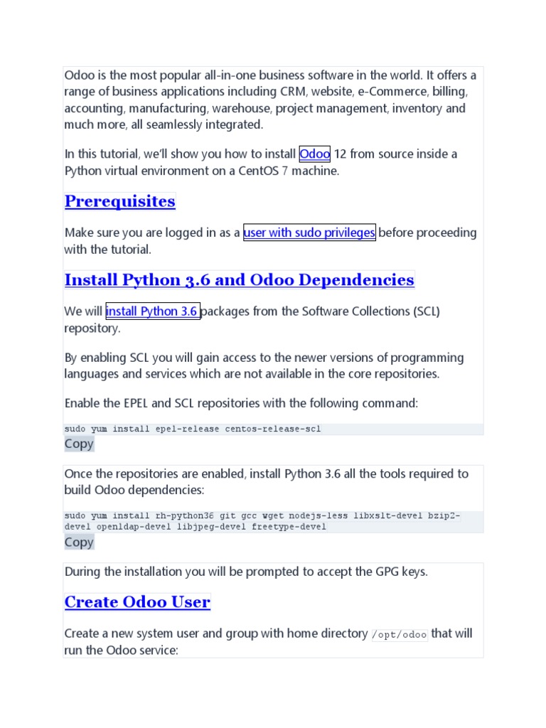 Odoo 12 | PDF | Sudo | Postgre Sql