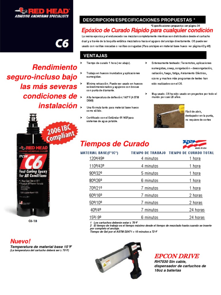 Hoja Tecnica EPCON c6 | PDF | Hormigón | Agua