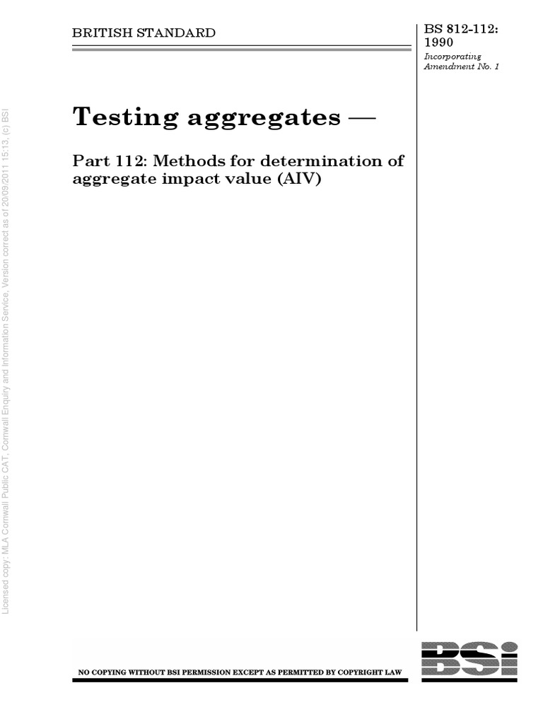 BS 812-112 1990 PDF | PDF | Construction Aggregate | Concrete