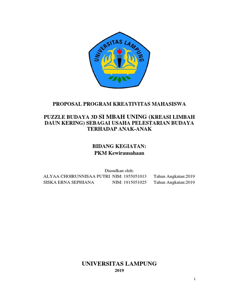 Proposal PKMK Puzzle Budaya 3 | PDF