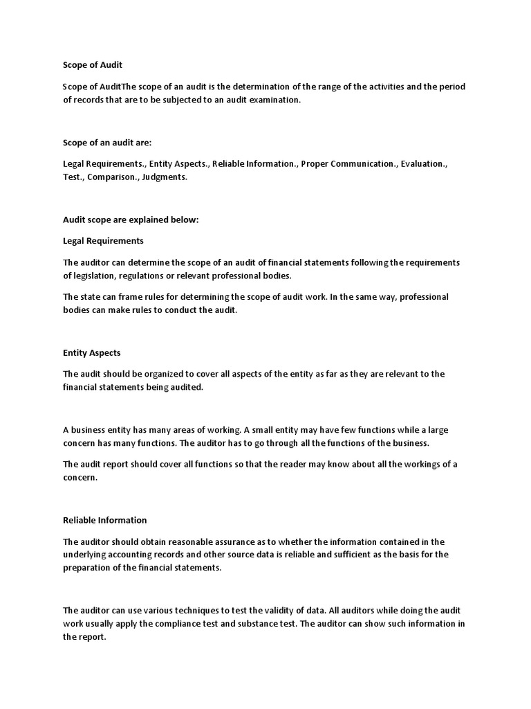 Scope of Audit | PDF | Financial Statement | Audit