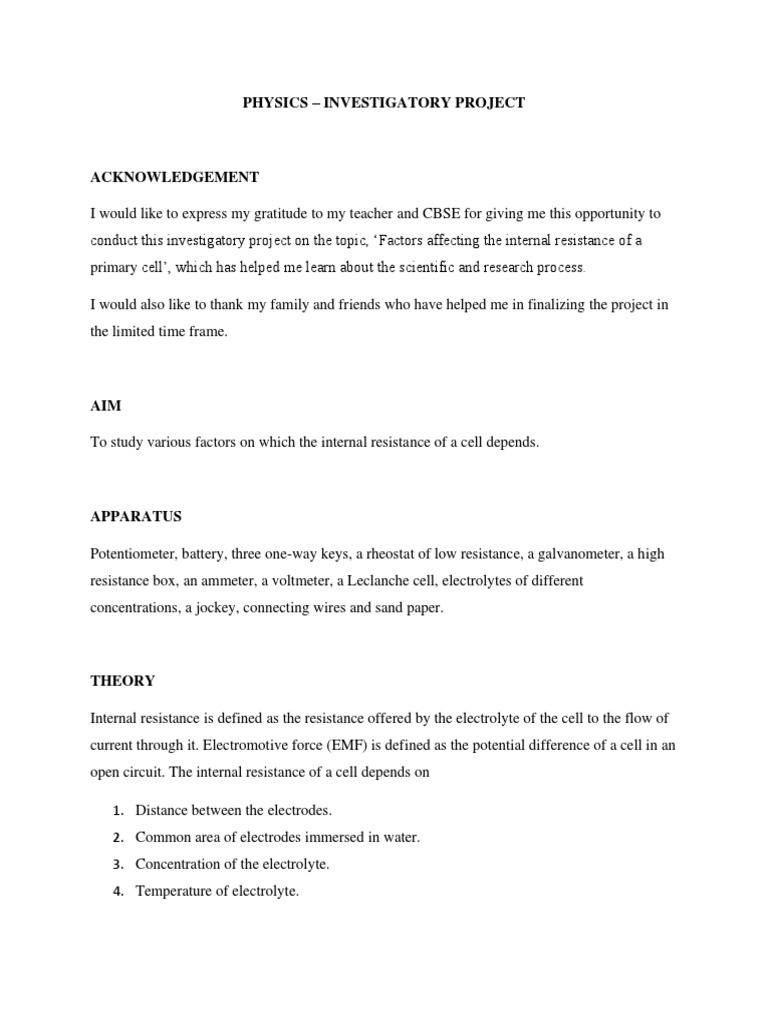 Factors Affecting Internal Resistance of Cells | PDF | Electrical ...