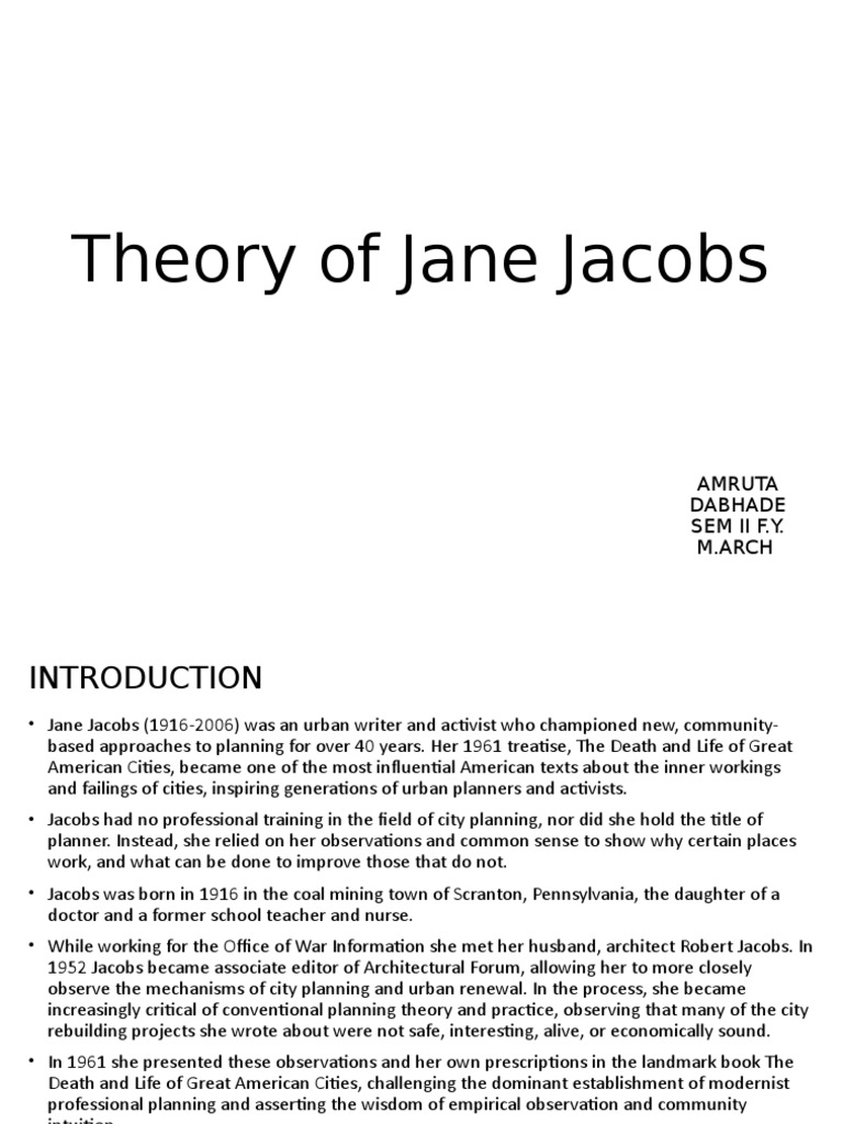 Jane Jacobs Theroy | PDF | Urban Planning | Neighbourhood