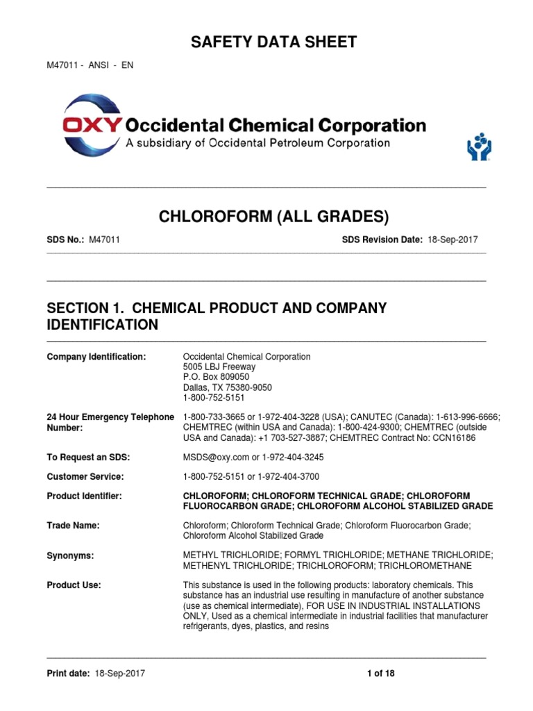 Chloroform MTR Ansi En PDF Toxicity Dangerous Goods, 51% OFF