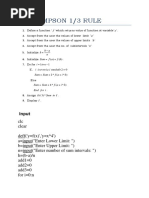 Simpson's 1/3rd Rule C Program and Flowchart | PDF | Integral ...
