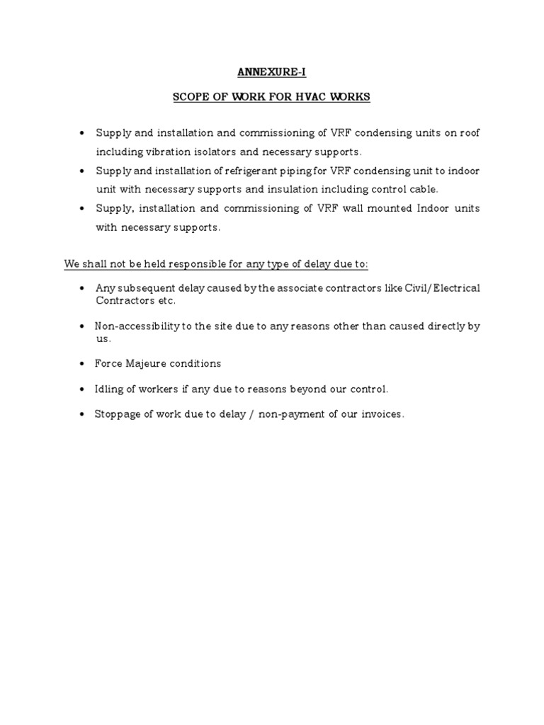 Scope of Work For HVAC Works | PDF