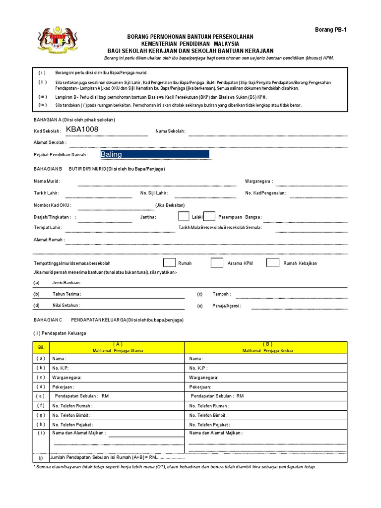 Borang Pb1 Edit | PDF